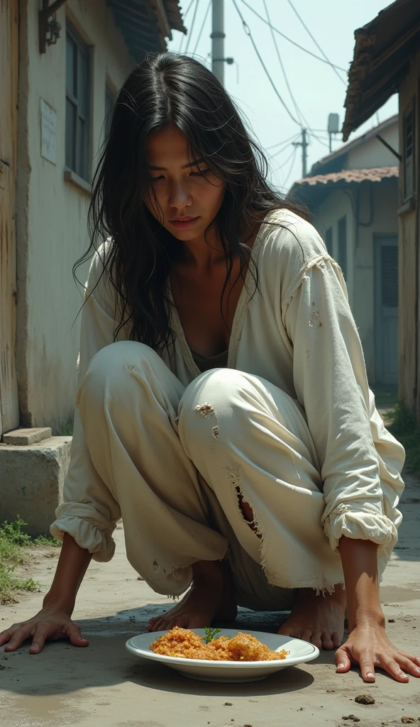 A BEAUTIFUL 40-year-old woman with a next door , dressed in torn and ...