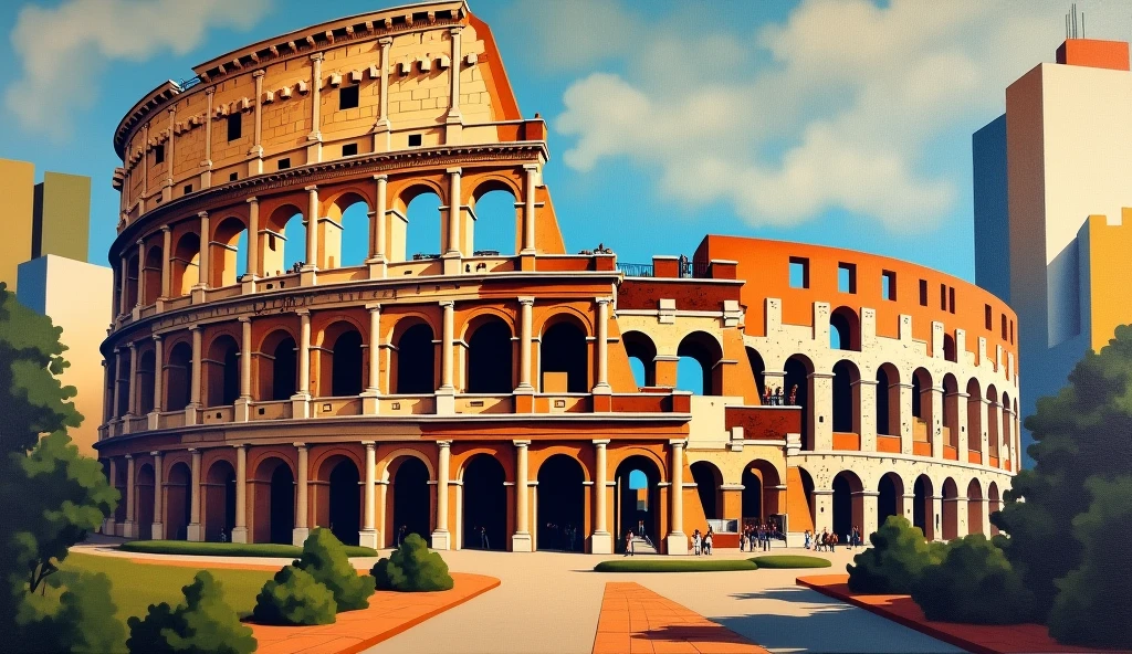 Representation of classical and modern columns on a canvas, COLOSSEO ...