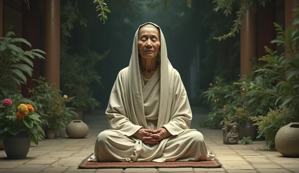 An oldest female Buddhist monk - SeaArt AI