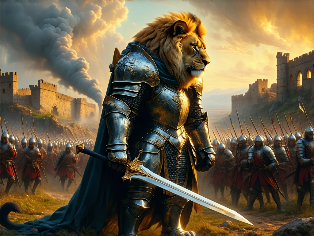 Ferocious lion Has the body of a human, has a six-pack, wears full body ...