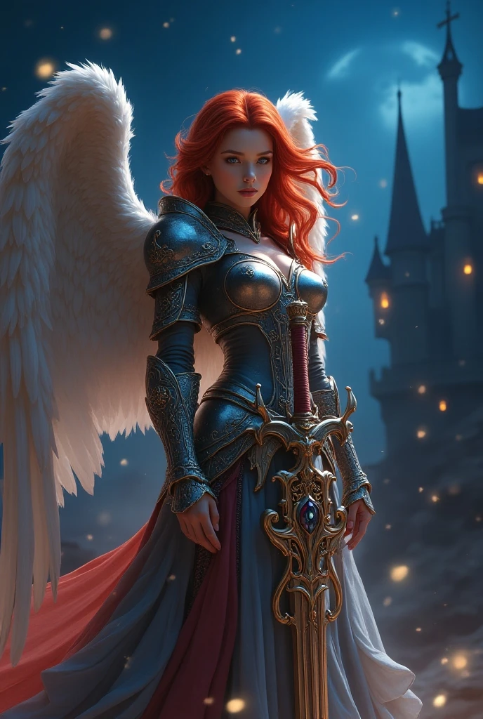 A girl, young, beautiful, supermodel, ((photorealistic)), long red hair ...