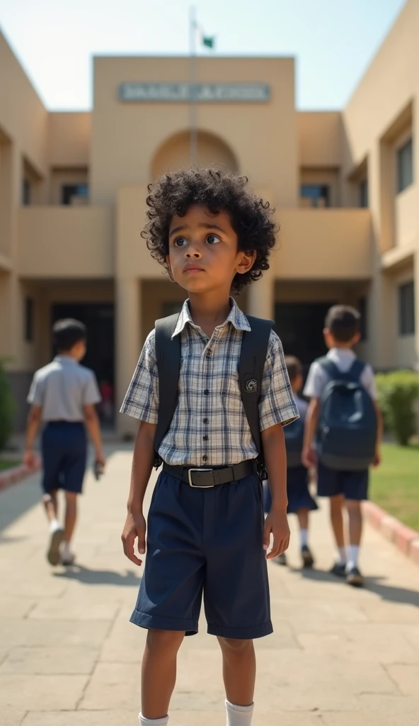 Pic of a boy with curly black hair, freckles on his face and a slightly ...