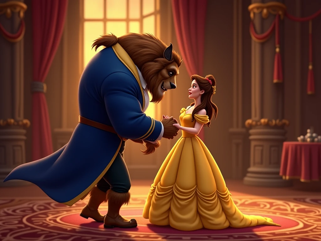 Beast decides to break the deadlock and invites her to dance together ...