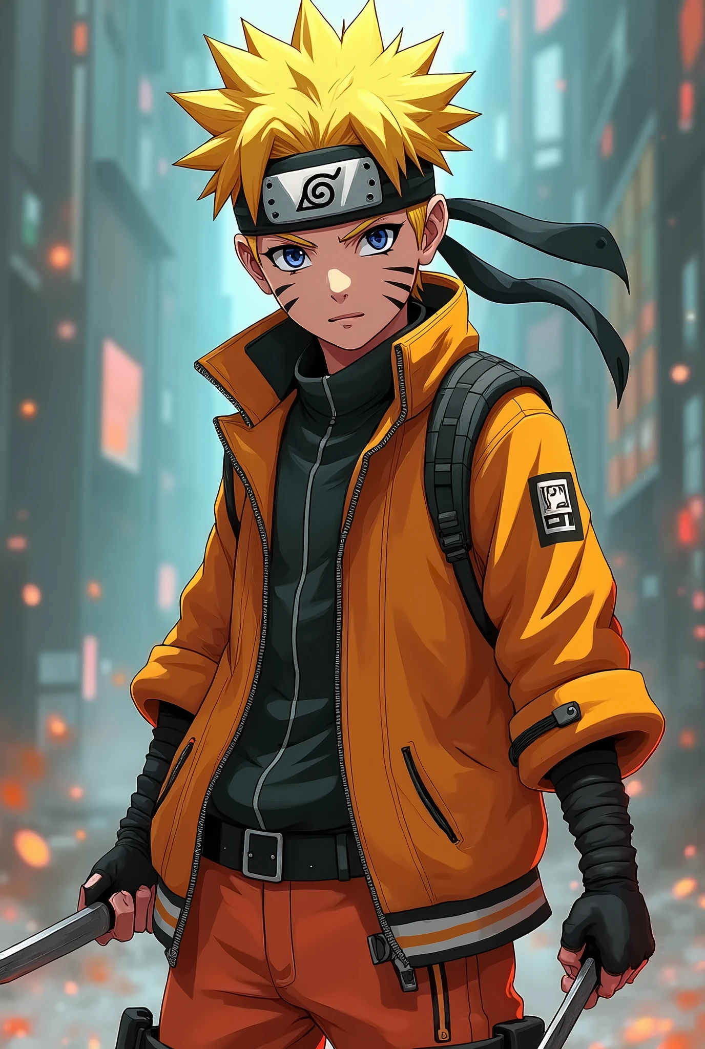 Anime character with a sword and a yellow jacket（uzumaki naruto ...