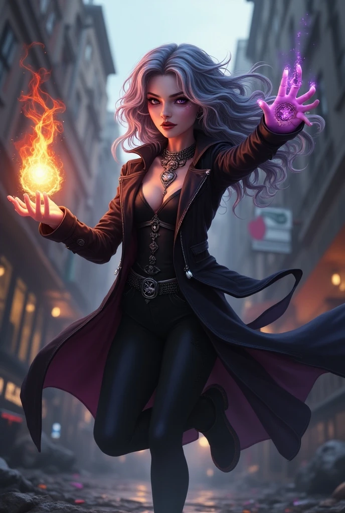 Make a drawing or image of a woman witch or sorceress, about 27 years ...