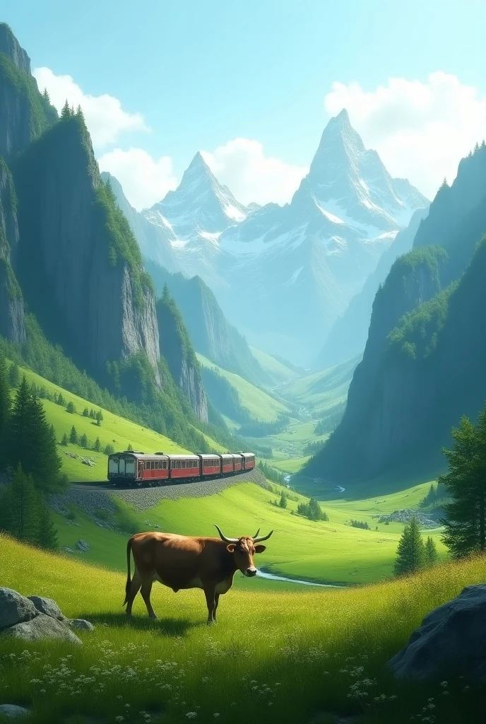 Beautiful green view train and mountains cow reel video 15 seconds ...
