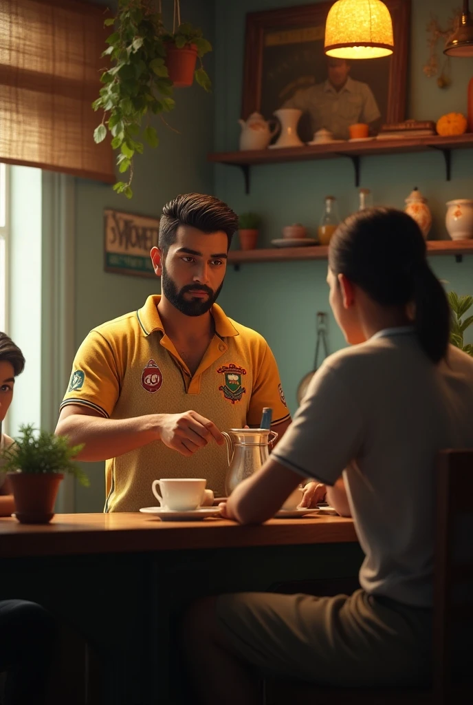 Create a hyper-realistic image of vritkoli wearing his team's cricket ...