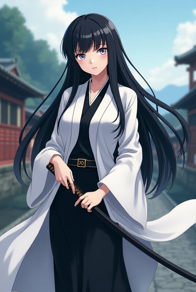 A bleach screencap of a female with long black hair and cute bangs ...