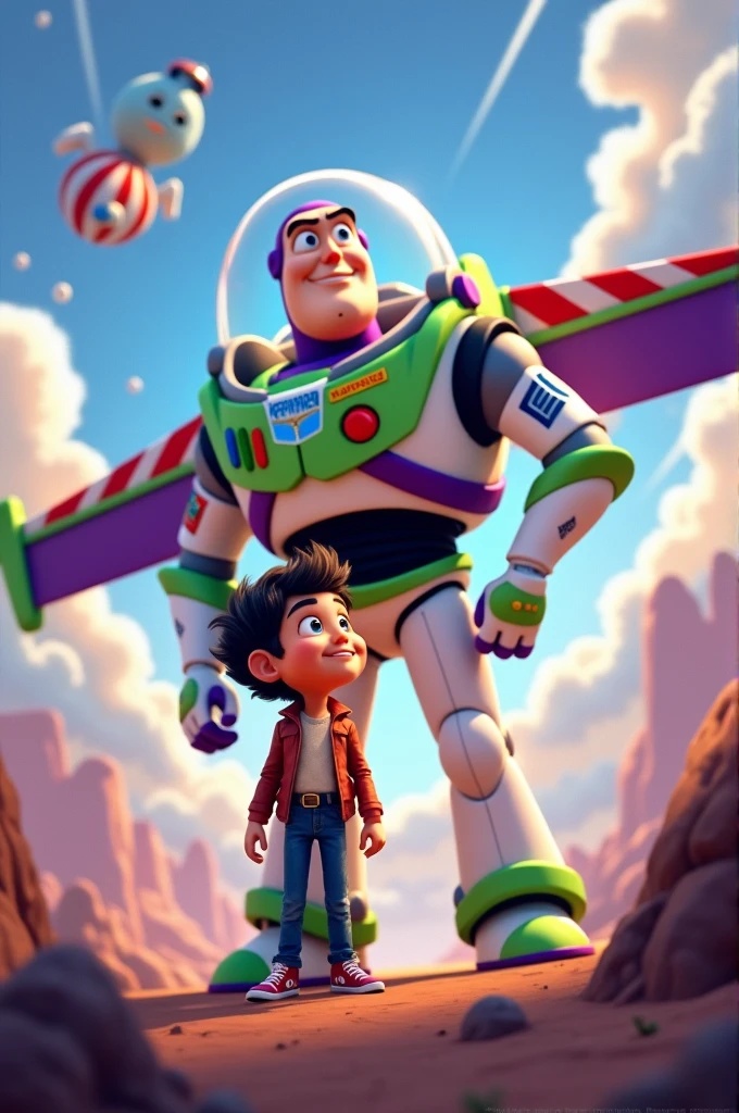 Name Santiago with Buzz Lightyear in the background - SeaArt AI