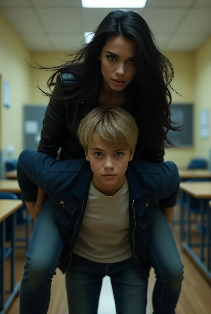 (photorealism:1.2) beautiful, made up, teenage woman bully with long ...