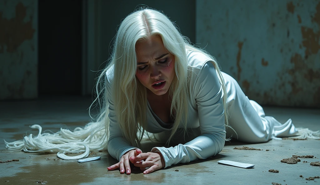 Emma frost crawling on floor and crying hard she's unable to stand ...