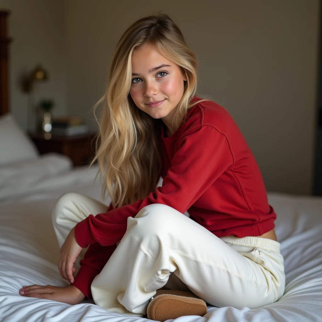 Photograph Of An 18 Year Old Teenage Girl Seductive Pose On A Bed