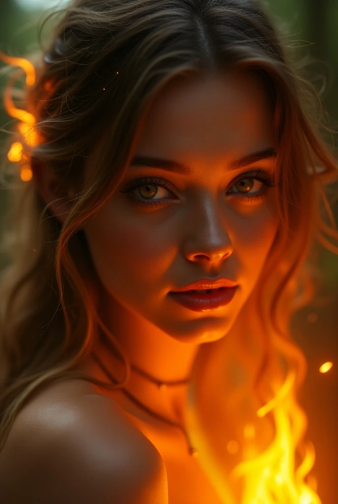 A fairy of fire in the forest, fairy, fire, forest, fantasy, magical ...