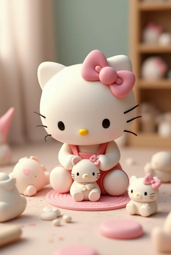 Hello Kitty making figures in porcelanicron like bears - SeaArt AI