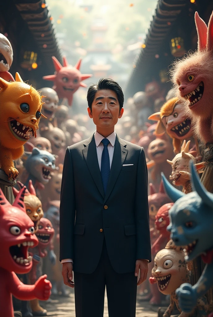 Shinzo Abe、Prime Minister、Yo-kai and、Have fun、 - SeaArt AI
