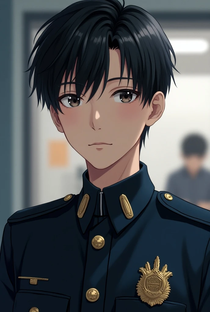 Asian. Young man. Anime. Beautiful. Realistic. Wearing police officer ...