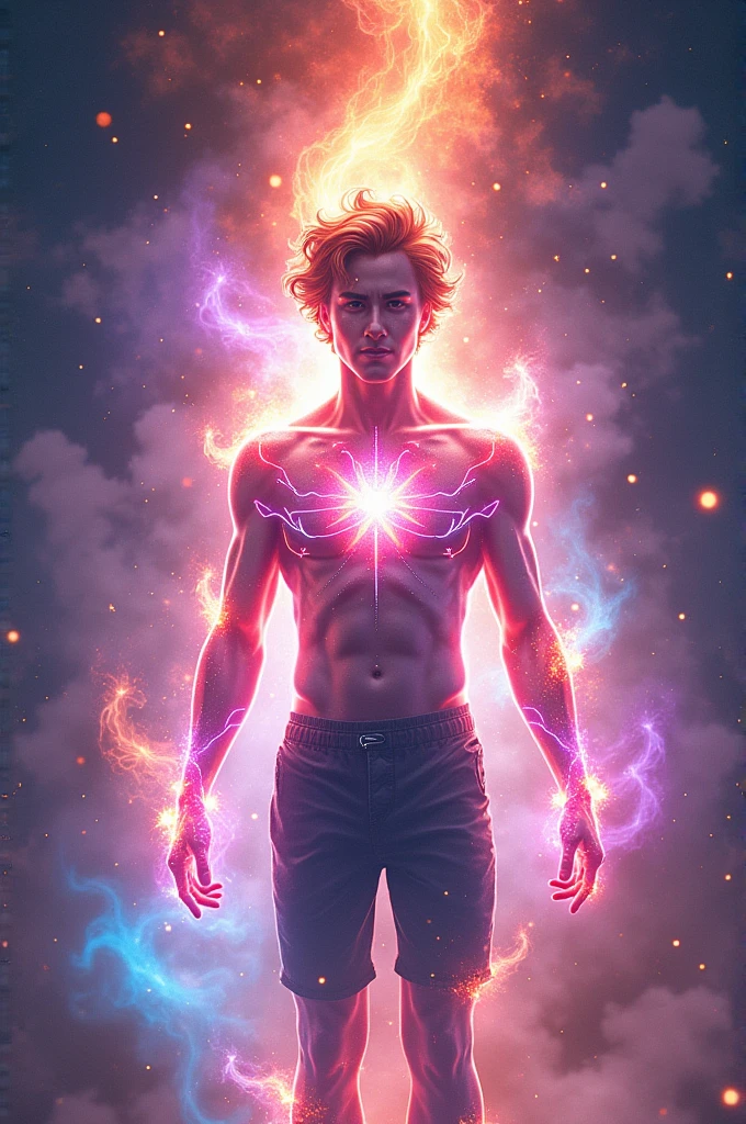 Person with a lot of energy with rays around - SeaArt AI
