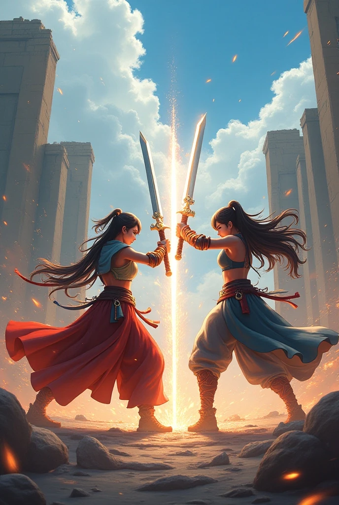 War of Swords Between Animes Gladiators - SeaArt AI