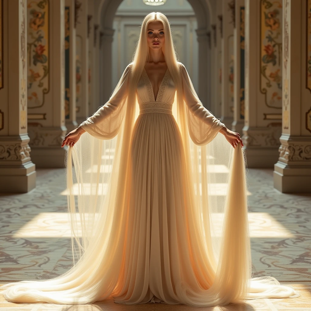 Introduction of the Hoor: Prompt: "Opposite the man, a graceful and ...