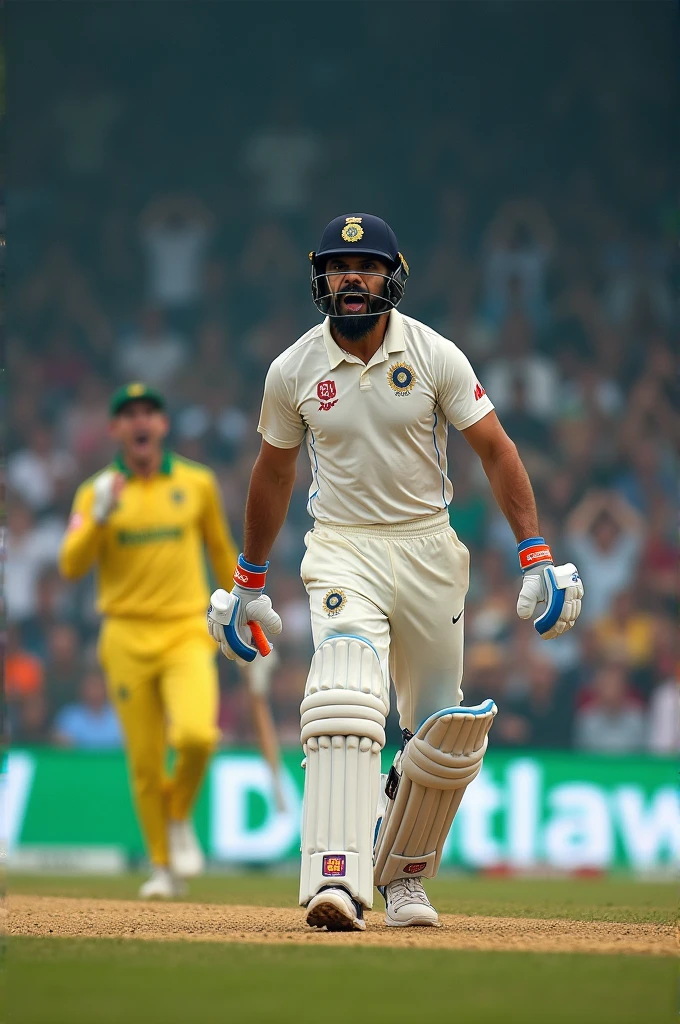 Create an image capturing Virat Kohli's intense aggression against the ...