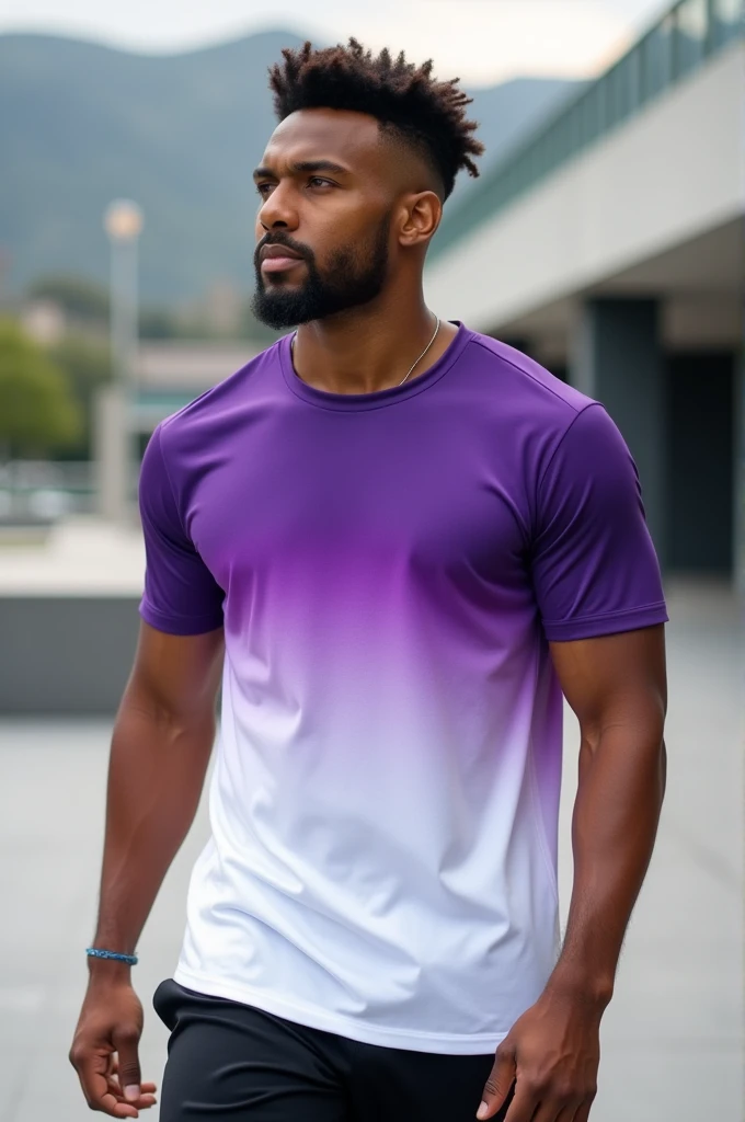 A purple and white gradient t-shirt - SeaArt AI