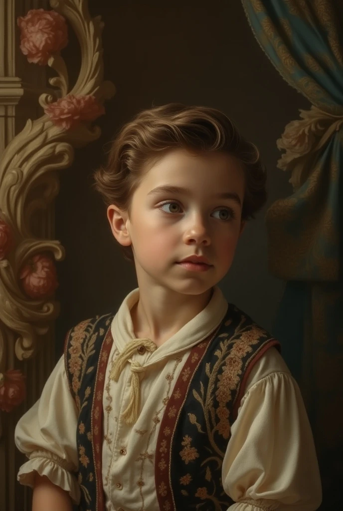 make an image of a boy style "fresco painting or baroque art - SeaArt AI