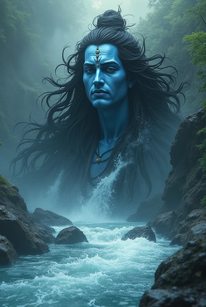 Show the river Ganga flowing through Shiva’s hair, representing purity ...