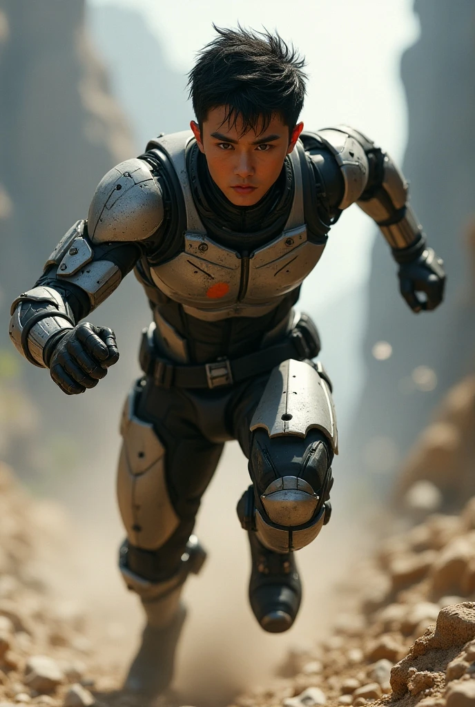 (Tenya Iida) charges forward, captured in (mid-motion), with his ...