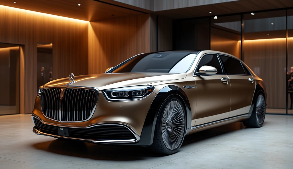 2025 Mercedes Maybach S680 parked in showroom front review - SeaArt AI