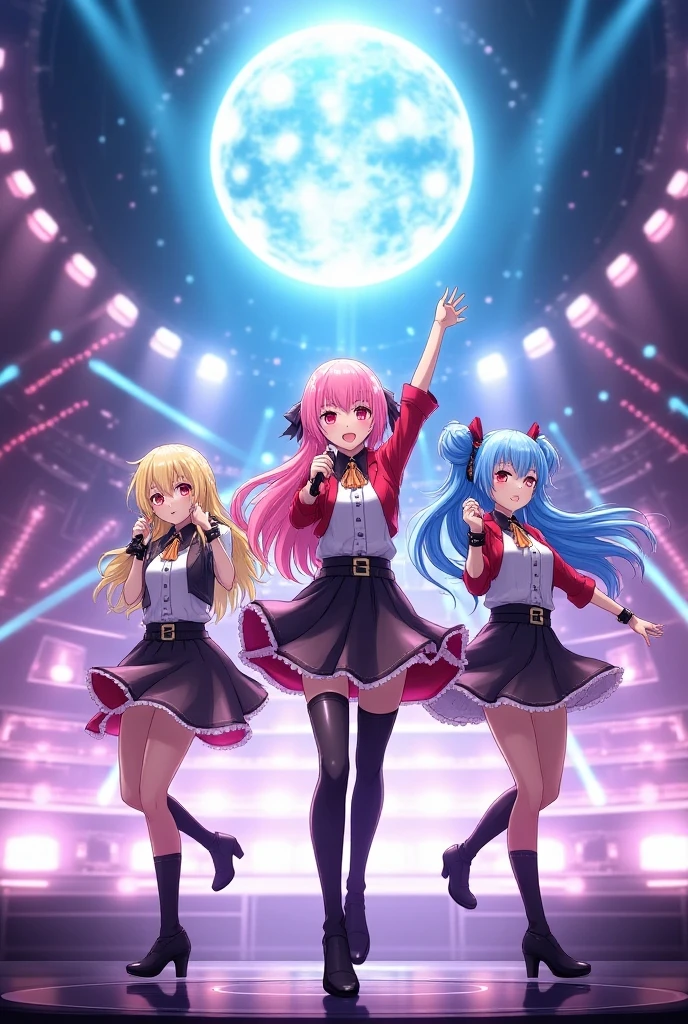 Three anime singers singing together - SeaArt AI