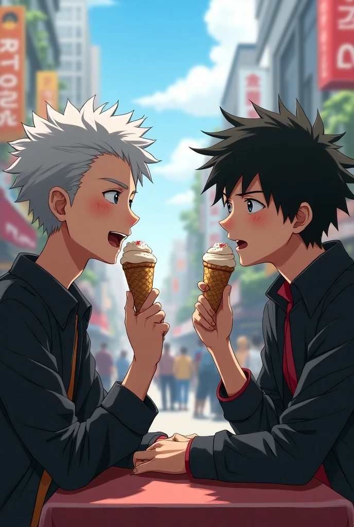 Killua eating icecream with gon from hxh make it real life and mature ...