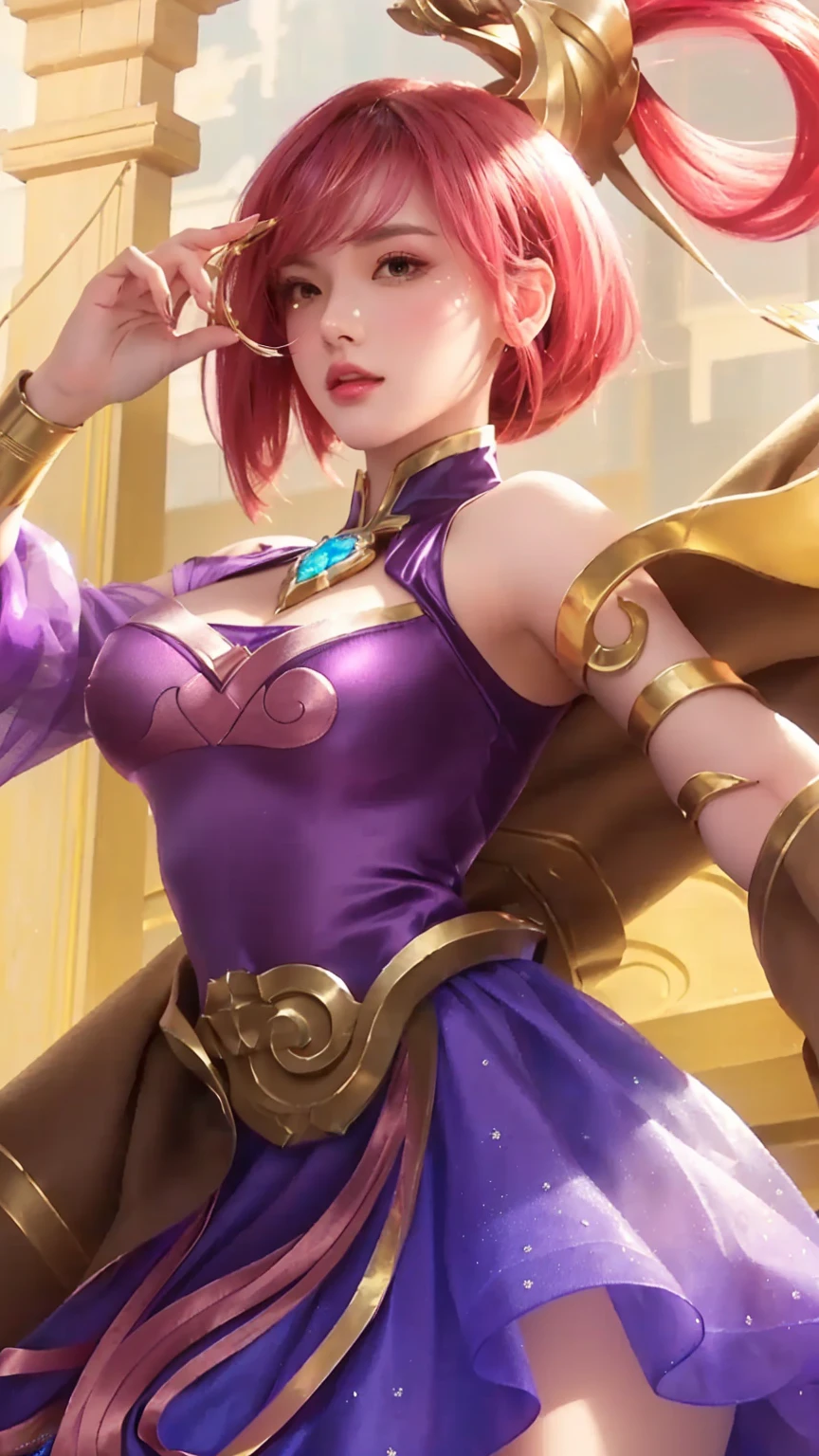 A Close Up Of A Woman In A Purple Dress Holding A Glasess Orianna