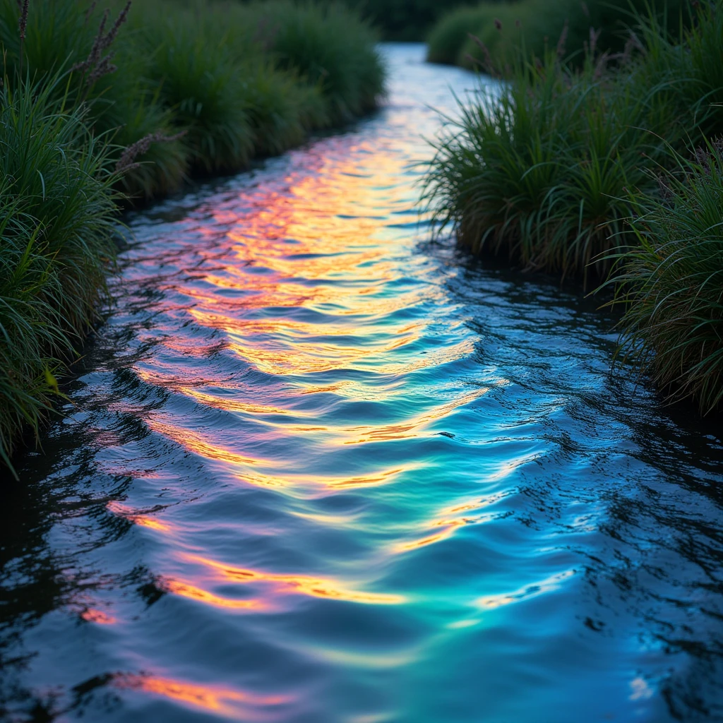 River, murmuring, current, flow, convection, seven colors, gradation ...
