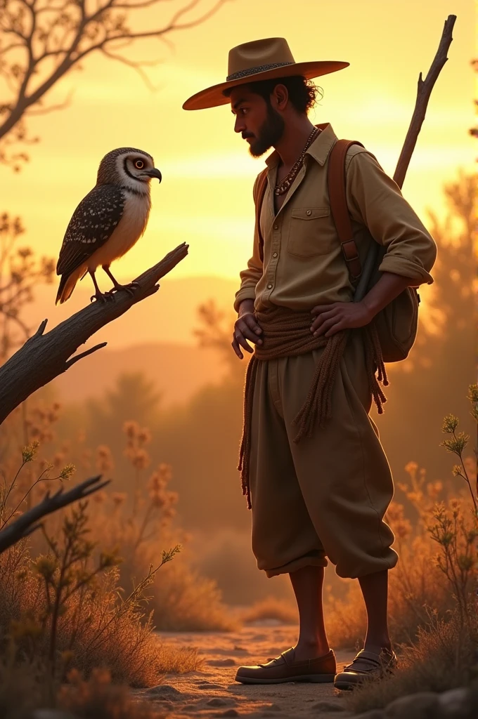 Prompt: "His Zé Sertanejo standing , looking with respect at the shrew ...