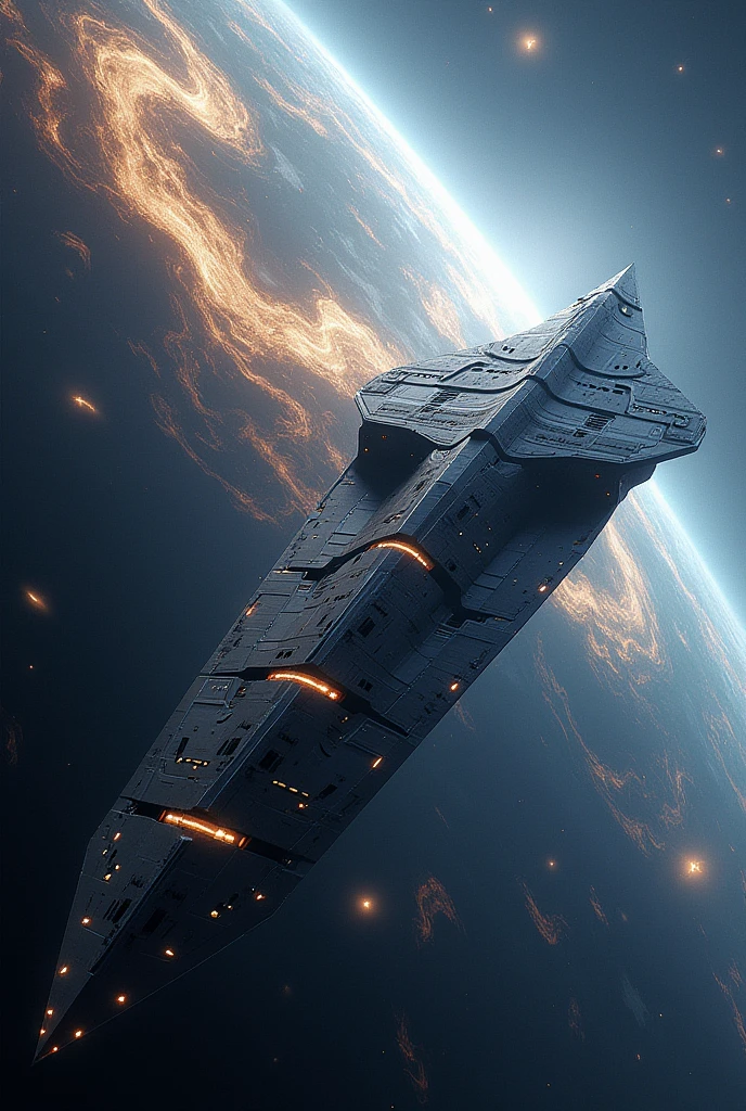 Huge Spaceship flying through dimensions Space and time bend to our ...