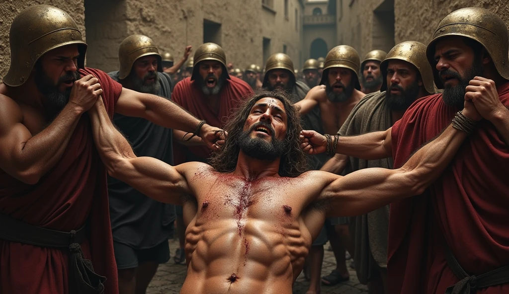Soldiers beating Jesus - SeaArt AI