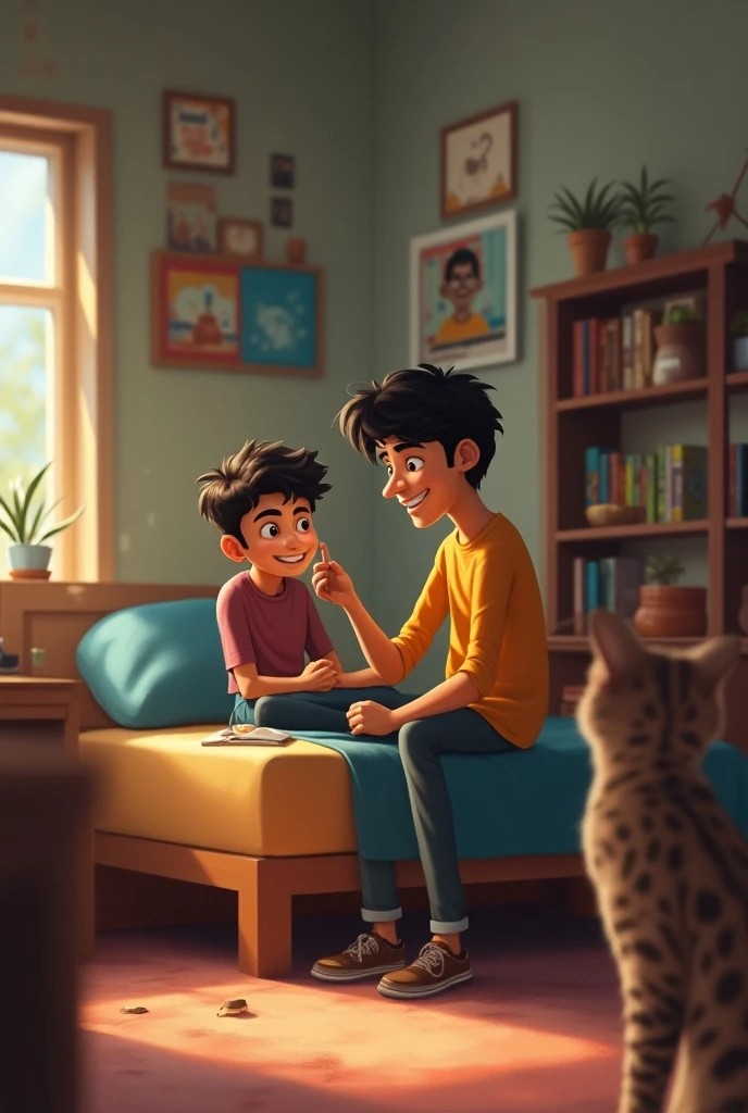 Rahul and Rohan video-calling throught the phone Kitty visible in the ...