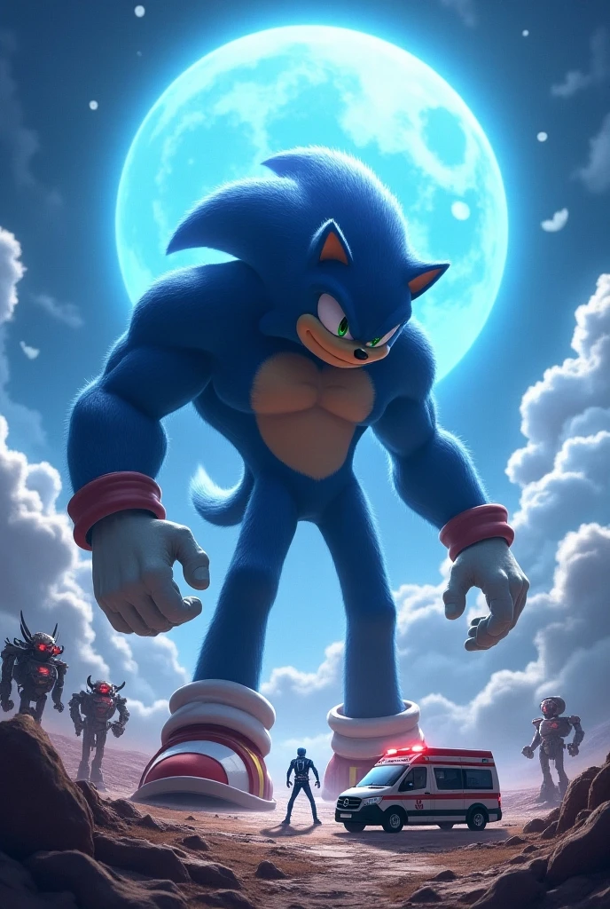 giant Sonic asking for a like and the blue Sun in the background ...