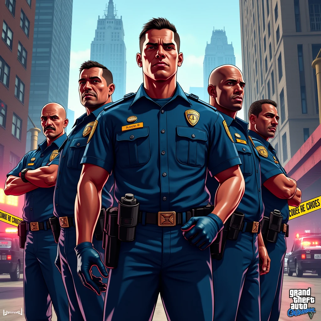 Police team poster in gta 5 crime seen - SeaArt AI