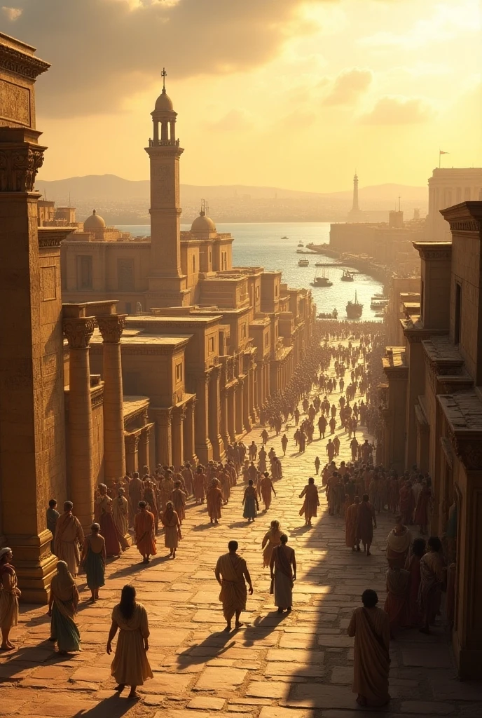Reconstruction of Alexandria, Egypt, around 1st century BCE, showing ...