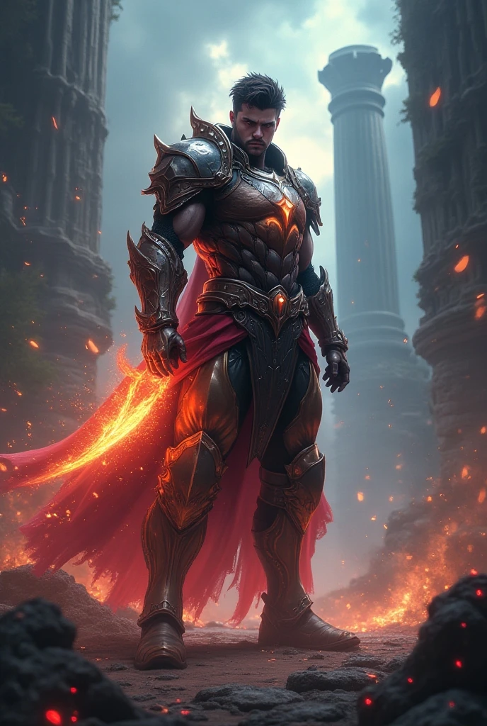 Create a high-quality, dynamic MLBB game profile image featuring a hero ...