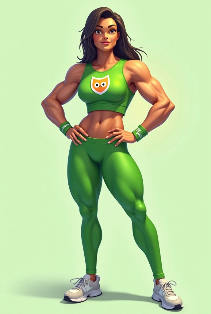 Lily from duolingo with muscles - SeaArt AI