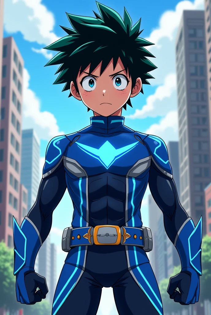 Boy with black hair and hero costume,like Deku's but Blue ,Anime like ...