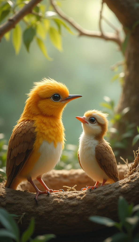 "The mother bird speaks with a gentle, supportive expression - SeaArt AI