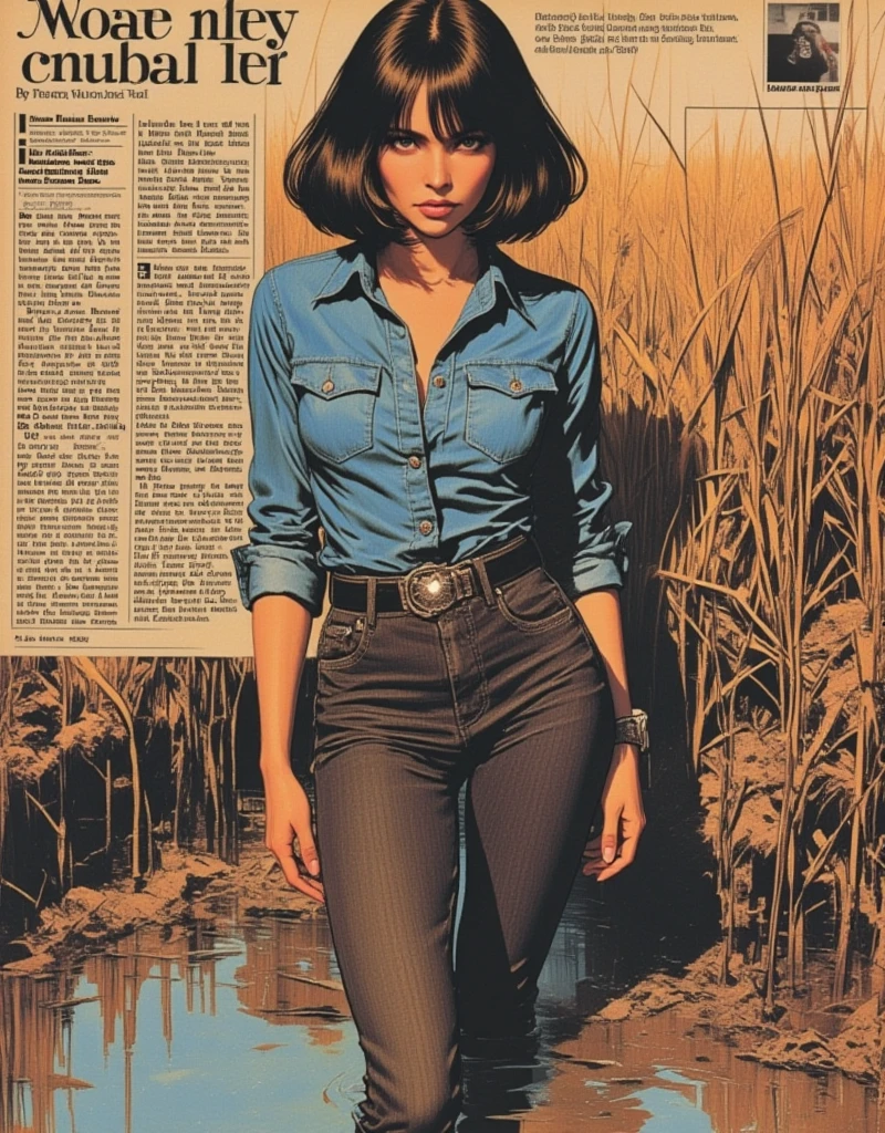 80s glamour magazine setting, article with text, hot mature diva ...