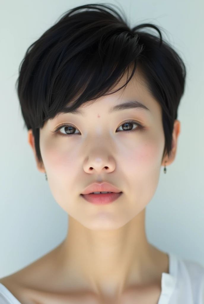 A high-quality photo of a Japanese woman with an oval face shape and a ...