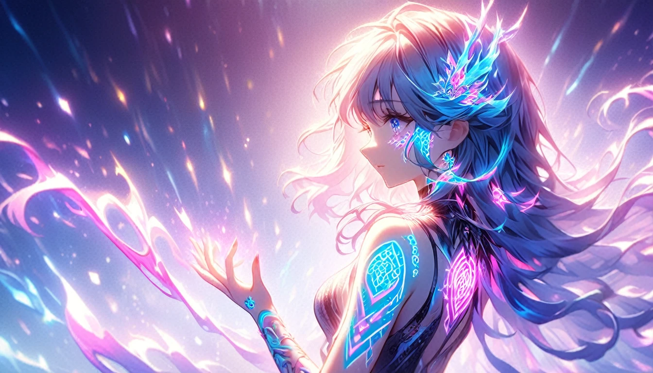 animation screenshot、 artistic animated illustration of a woman with a ...