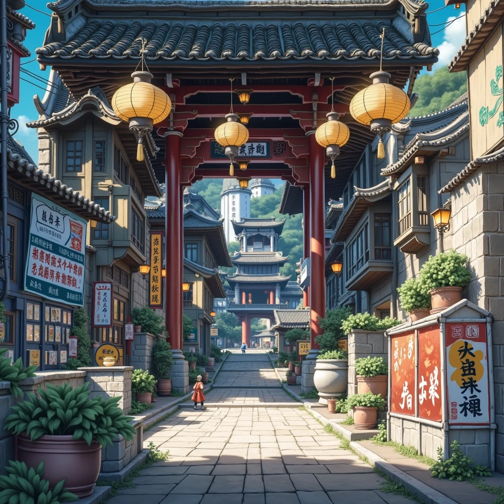 Ancient Chinese streets from the Qing Dynasty, wooden structures ...