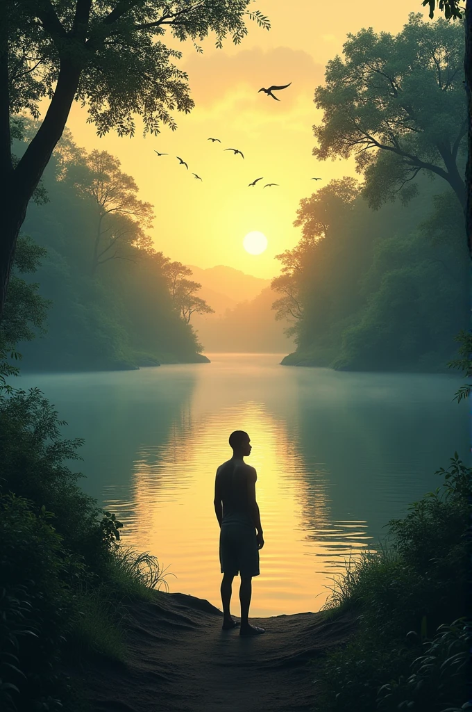 Kofi standing on the banks of the Nkosi River , a large mysterious ...