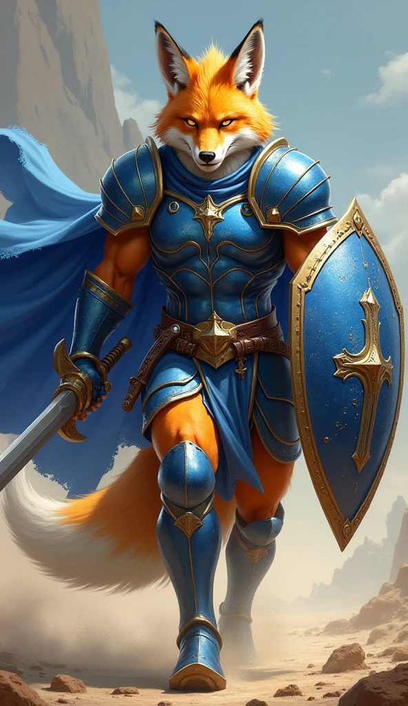 Humanoid muscular fox with a fierce, battle-ready expression - SeaArt AI